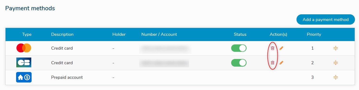 Add/Remove a payment method - Netim support