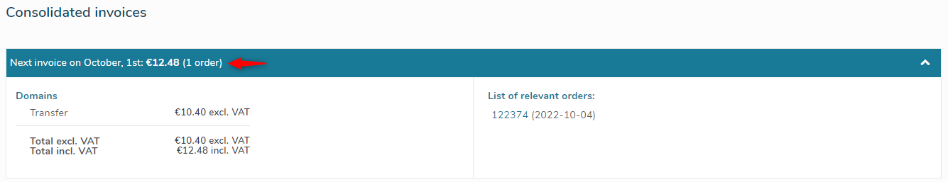 Consolidated invoices - Netim Support