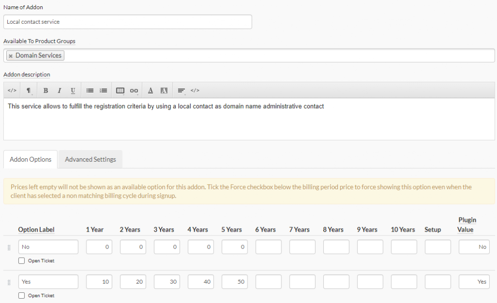 Trustee and local contact services in ClientExec - Netim support