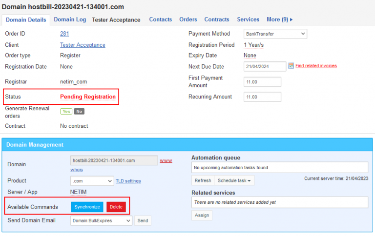 Setup Automation In Hostbill Netim Support
